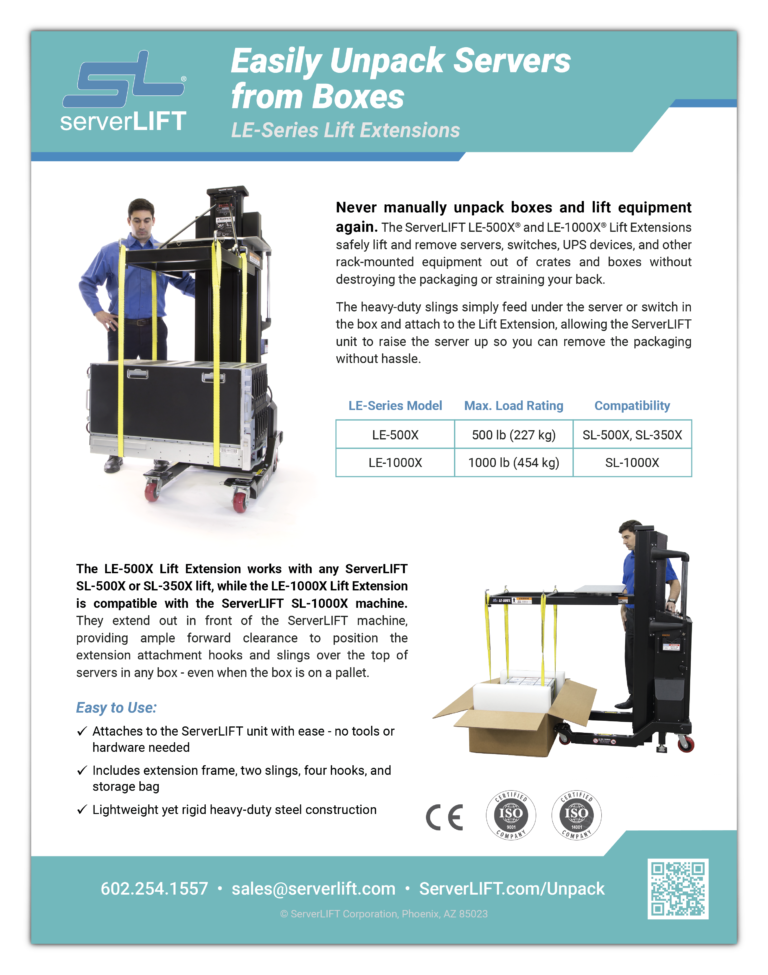 Lifts and Attachments: Specifications and Features | ServerLIFT